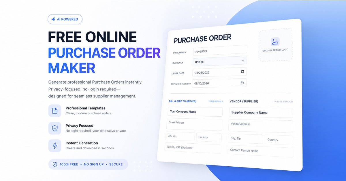 Free Online Purchase Order Maker: Professional Procurement & PO Generator