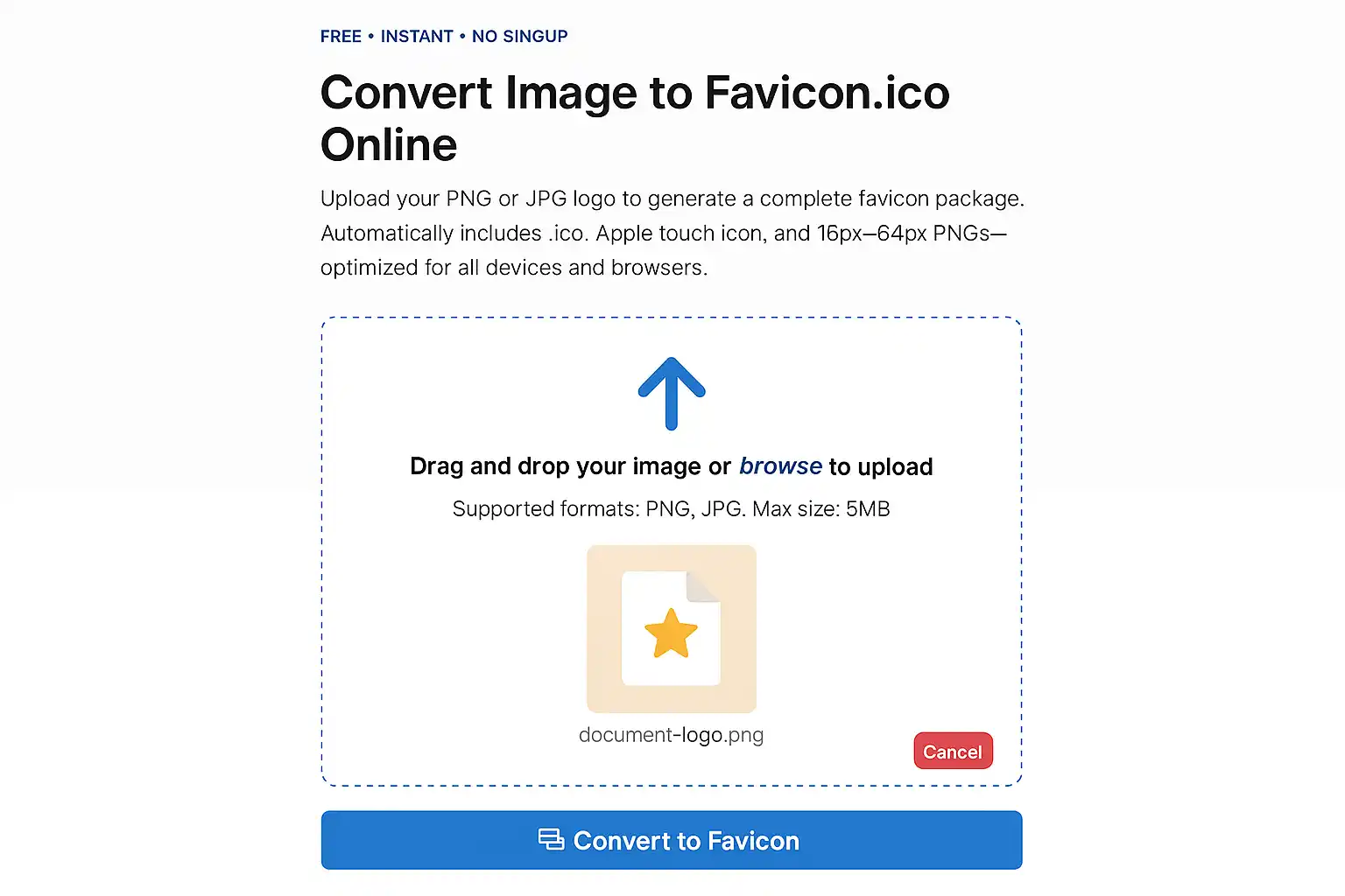 Free Document Maker | Favicon Converter – Generate Favicon.ico from PNG or JPG