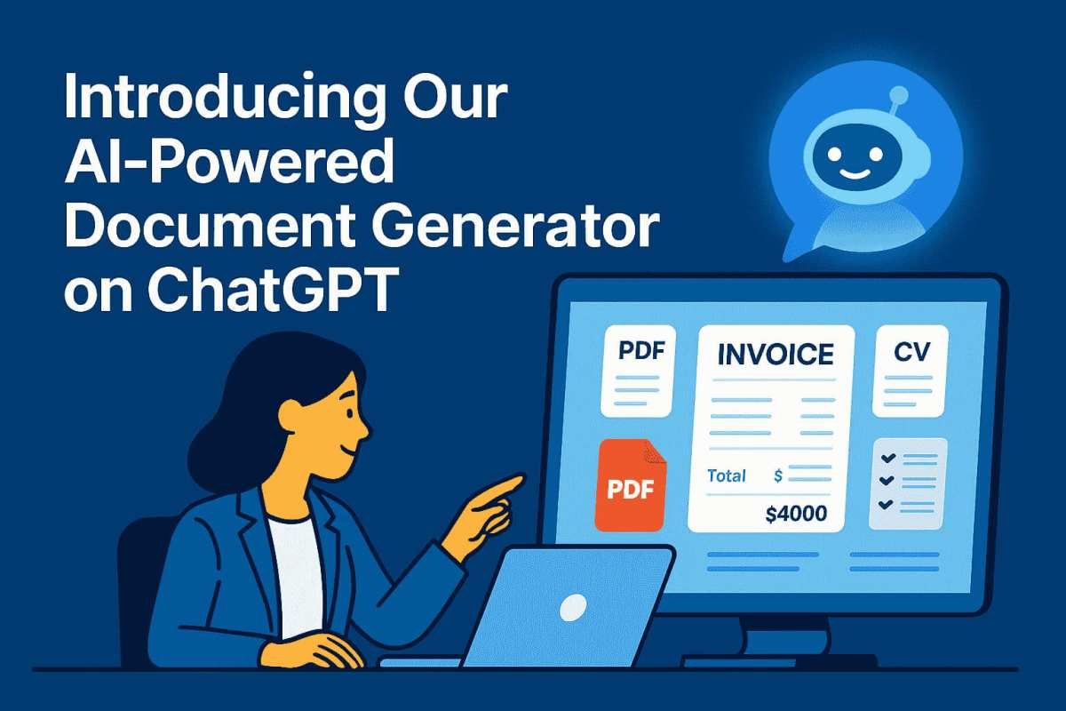 Illustration showing an AI chatbot (ChatGPT) generating documents like ...